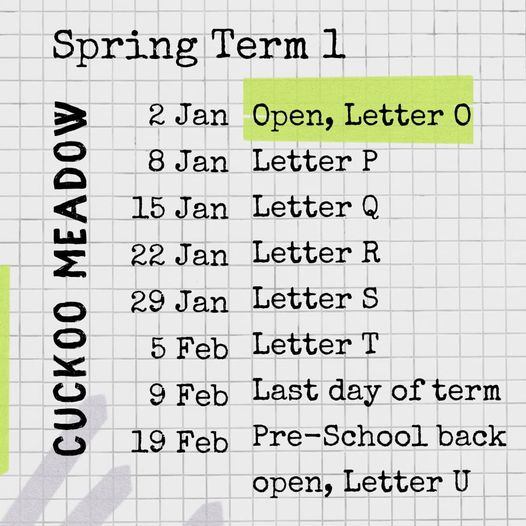 Spring term 2024! – Cuckoo Meadow Pre-School